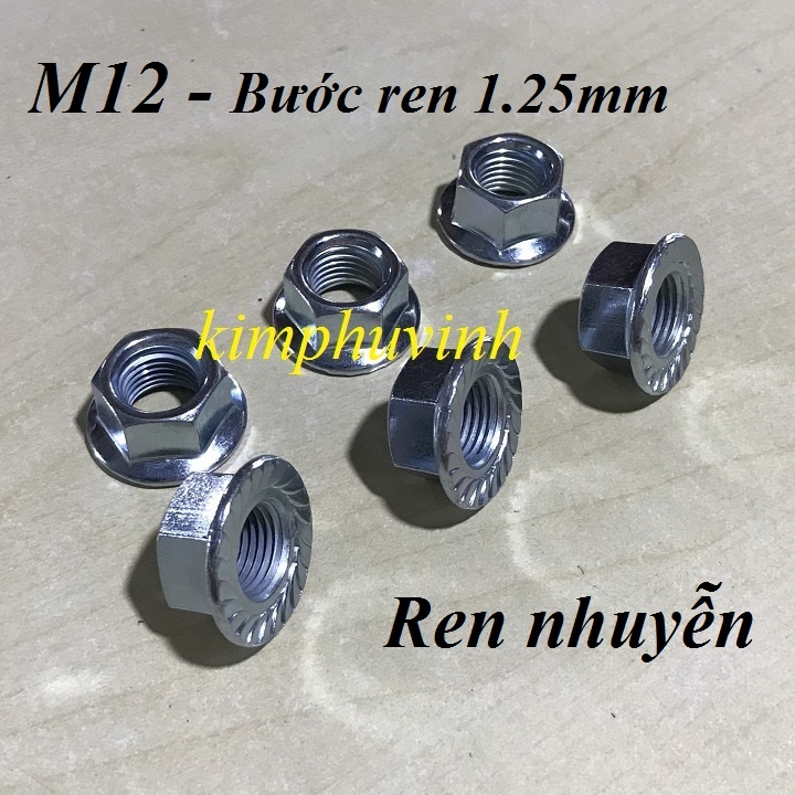 10 CON - M12 (Ren 1.25mm) ĐAI ỐC LÔNG ĐỀN 12 li - ĐAI ỐC REN NHUYỄN M12 ...