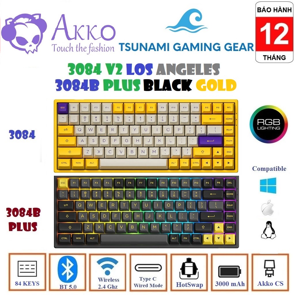 Mua Bàn phím cơ AKKO 3084 v2 ASA Los Angeles/ 3084B Plus Black Gold ...
