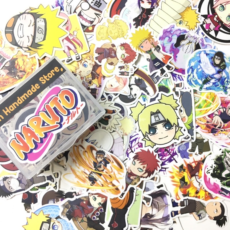 Combo sticker Naruto 147 hình kèm hộp đựng xinh xắn dán trang trí note ...