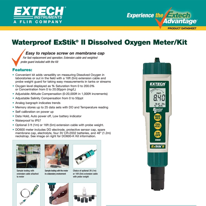 Extech DO600-K thiết bị đo oxy hòa tan trong nước, trong phòng thí ...