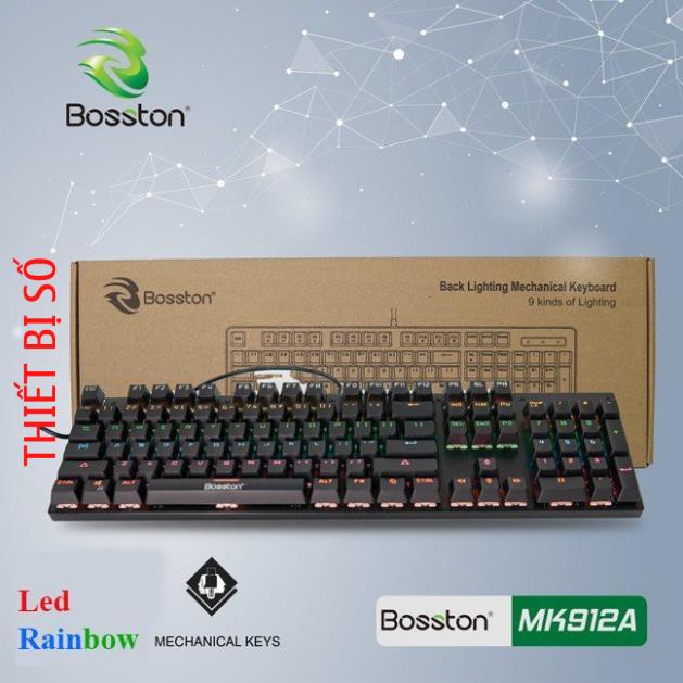 Bàn phím cơ gaming Bosston MK912 /MK912A Red switch Led Rainbow 09 chế ...