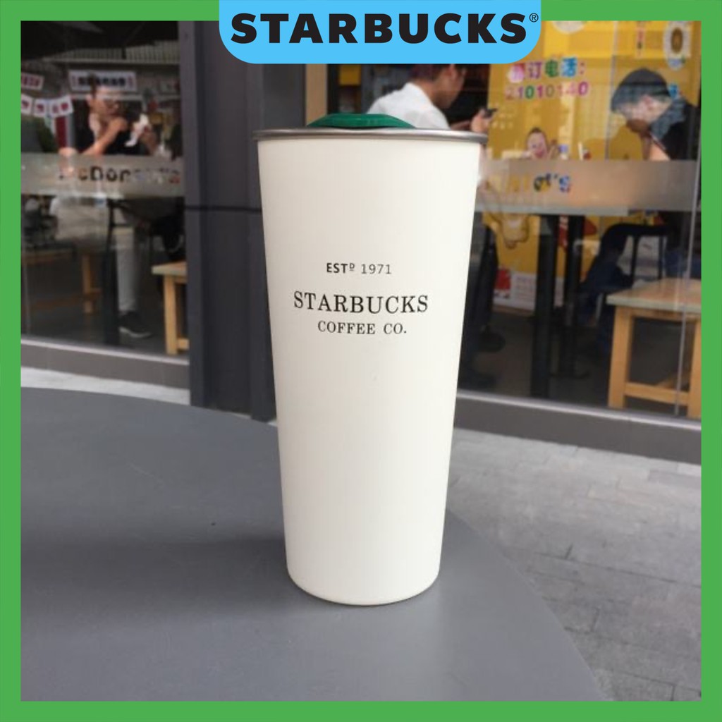 Cốc giữ nhiệt chính hãng STARBUCKS EST 1971 COFFEE Co. màu trắng nắp ...