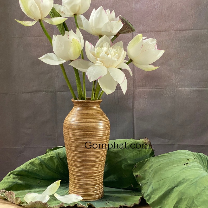 Mua Lọ hoa gốm sứ- Bình cắm hoa gốm mộc men nâu Bát Tràng trang trí nhà ...