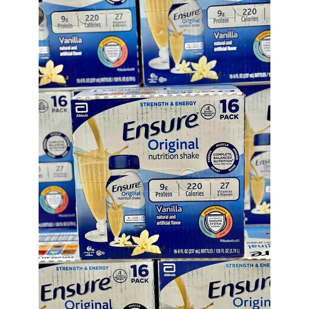 Thùng 16 chai Sữa Ensure nước hương Vani Ensure Original Vanilla 237ml ...