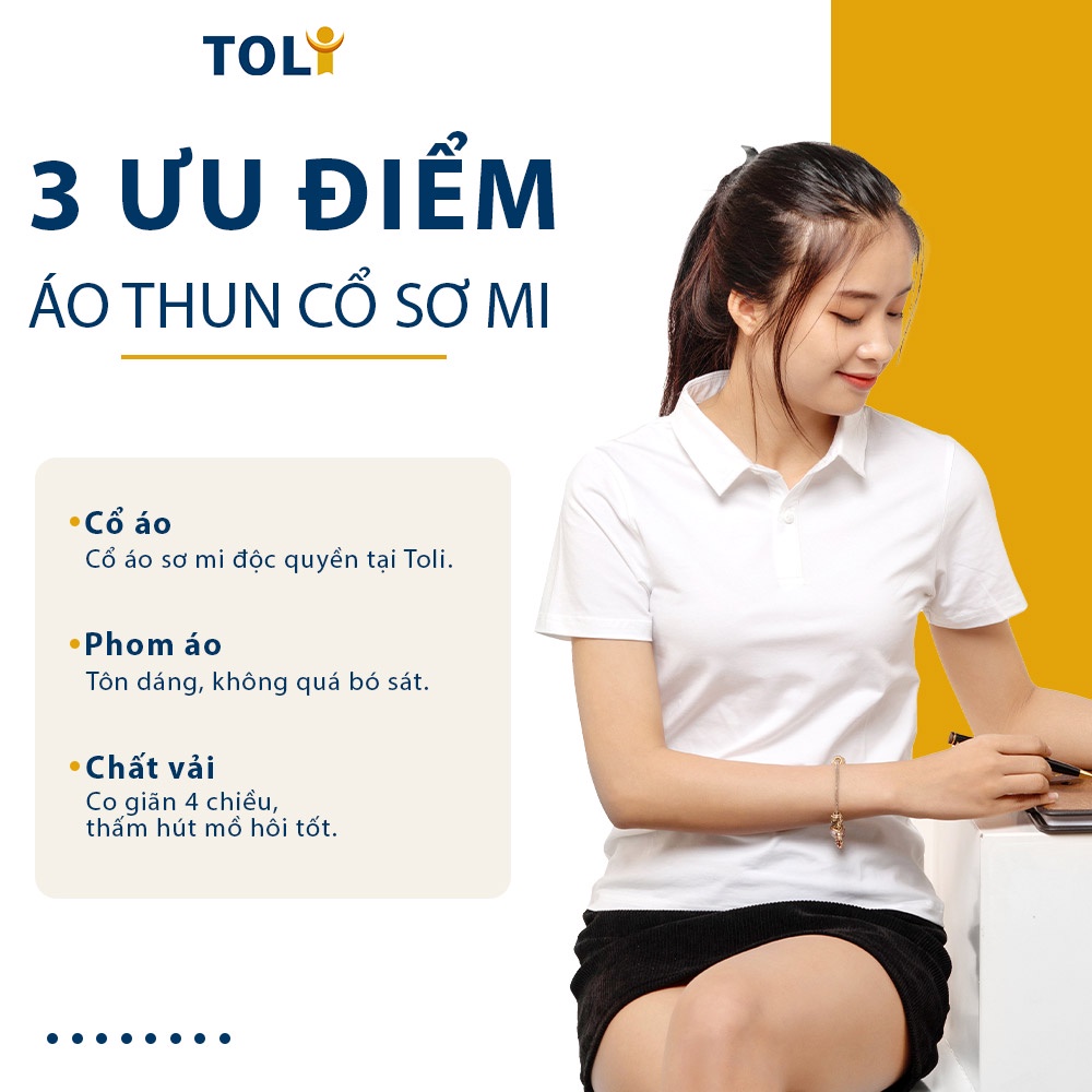 Mua Áo Phong Nữ Cổ Sơ Mi (Cổ trụ) TOLI, Chất Cotton 4 Chiều Mềm Mịn, Co Giãn [Trắng-TF10] giá rẻ ...