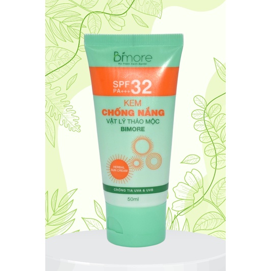 Mua Kem chống nắng vật lý thảo mộc Bimore SPF PA+++32 dưỡng da và ngăn tia UVA_UVB_50ml giá rẻ ...