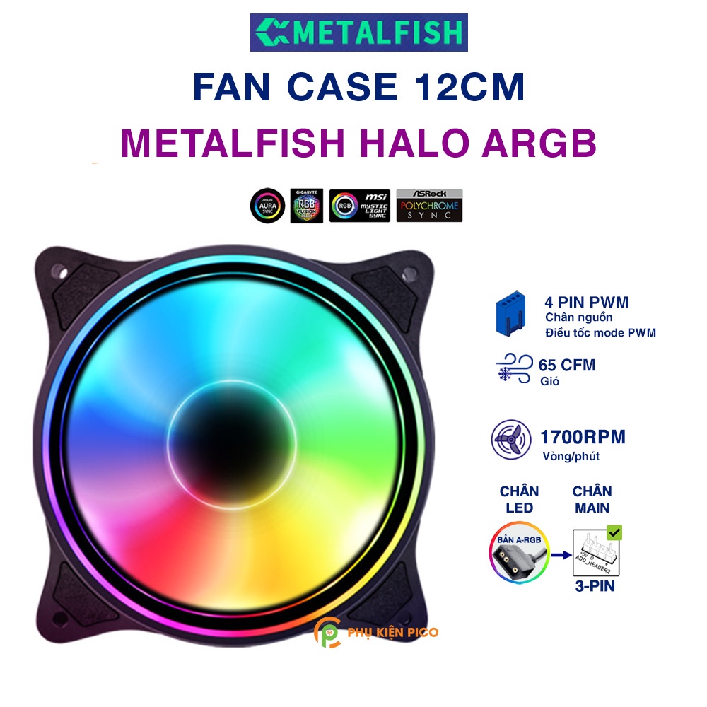 Mua Quạt fan case Halo ARGB Metalfish quạt tản nhiệt PC 12cm sync main ...
