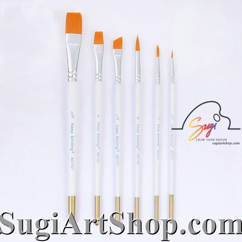 Mua Bộ cọ vẽ Keep Smilling 6 cây thân trắng - A0101 LOẠI TỐT [ Sugi art shop] giá rẻ nhất | TecKi.Vn