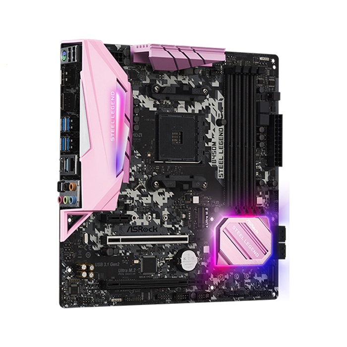 Mainboard ASROCK B450M STEEL LEGEND (Pink Edition) (AMD B450, Socket ...