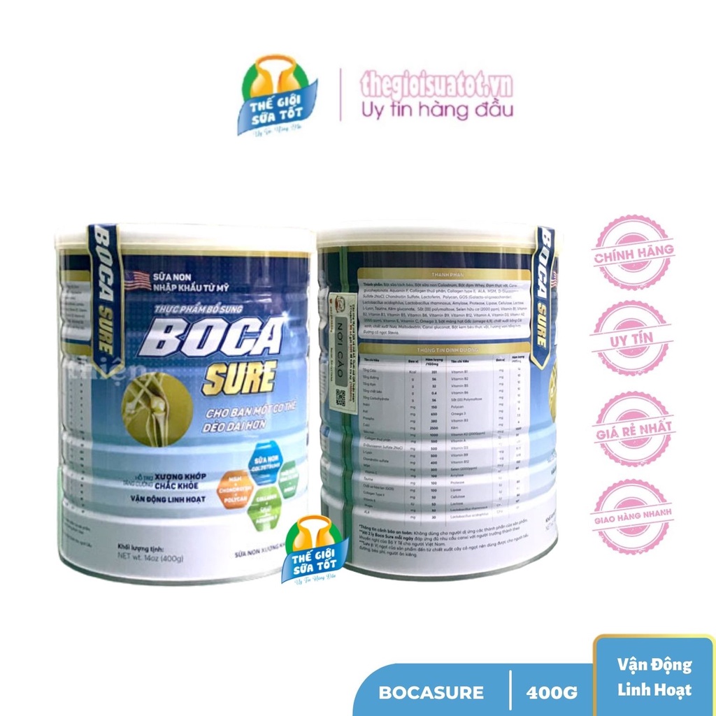 Sữa Boca Sure - 400G - Sữa Hỗ Trợ Xương Khớp Tăng Cường Chắc Khoẻ Vận ...