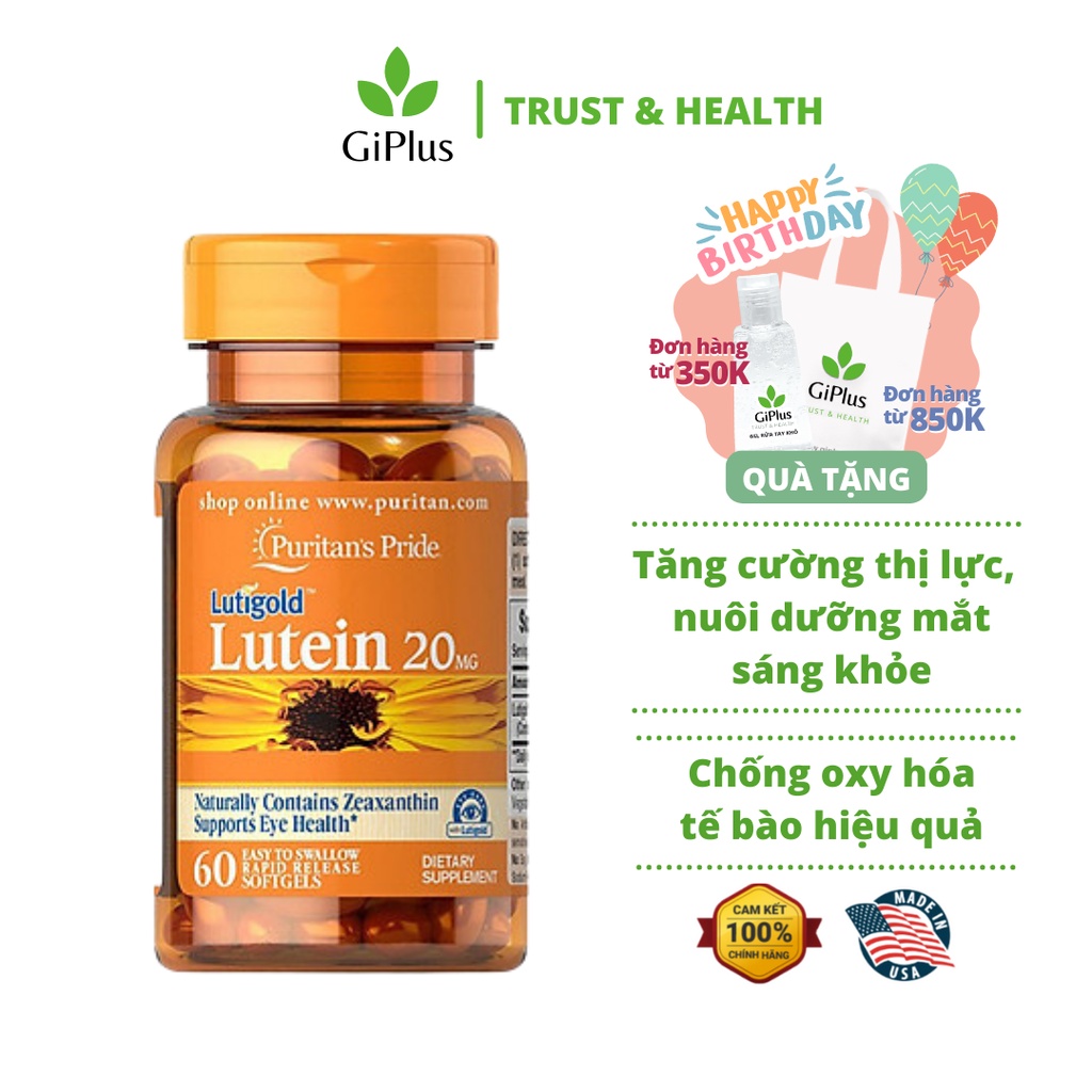 Viên Uống Bổ Mắt, Tăng Cường Thị Lực Puritan’s Pride Lutigold Lutein ...
