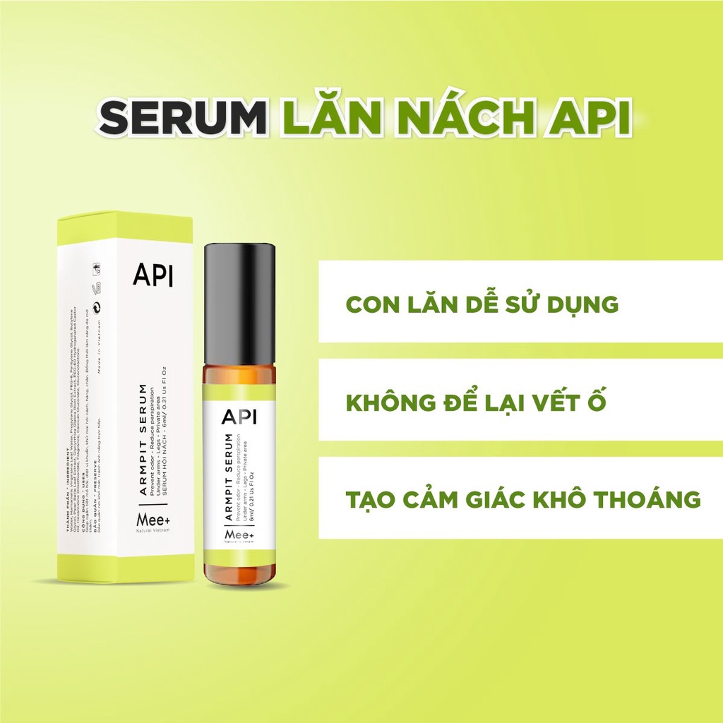 Serum khử mùi hôi nách API Mee Natural, Thanh lăn làm trắng nách, ngăn ...