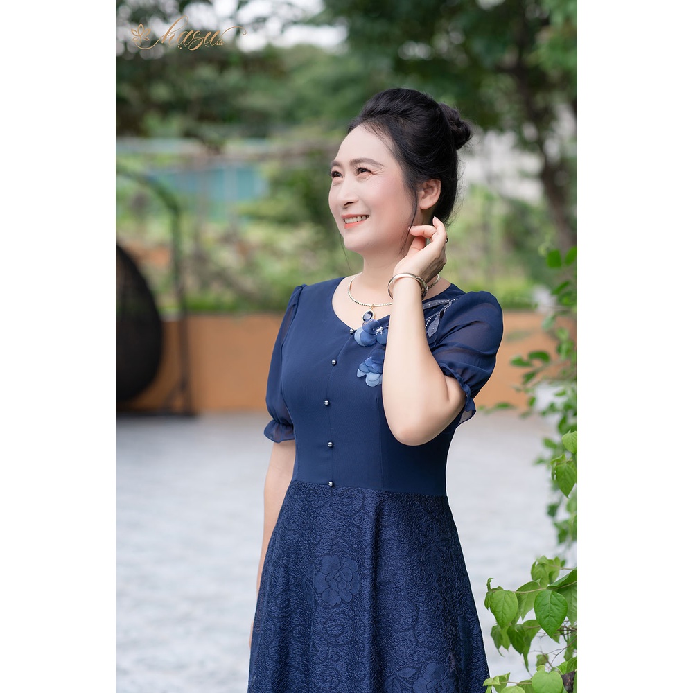 Mua Váy trung niên/Đầm trung niên - DV18 xanh than chân ren giá rẻ nhất ...