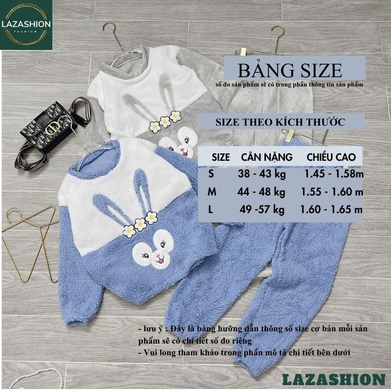 Mua Bộ ngủ lông cừu THỎ HOA XANH XÁM phối màu dễ thương, Sét đồ bộ mặc ...