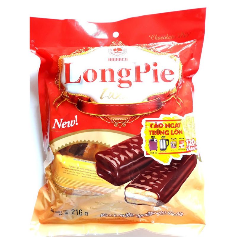 Mua Bánh Kem Marshmallow Phủ Socola Long Pie Hải Hà Túi 216g (12 cái x ...