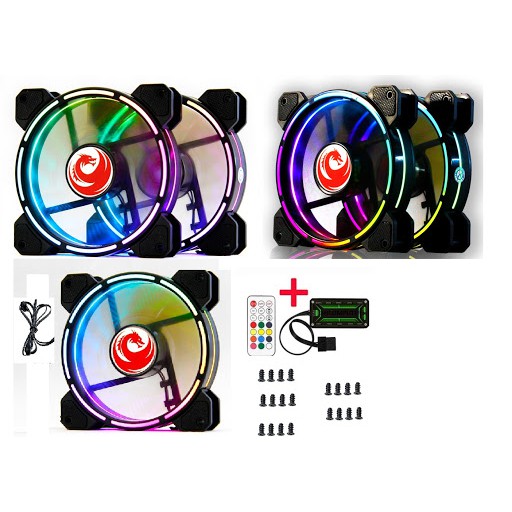 Bộ 5 Fan LED RGB 12cm có hub và remote điều khiển | Shopee Việt Nam