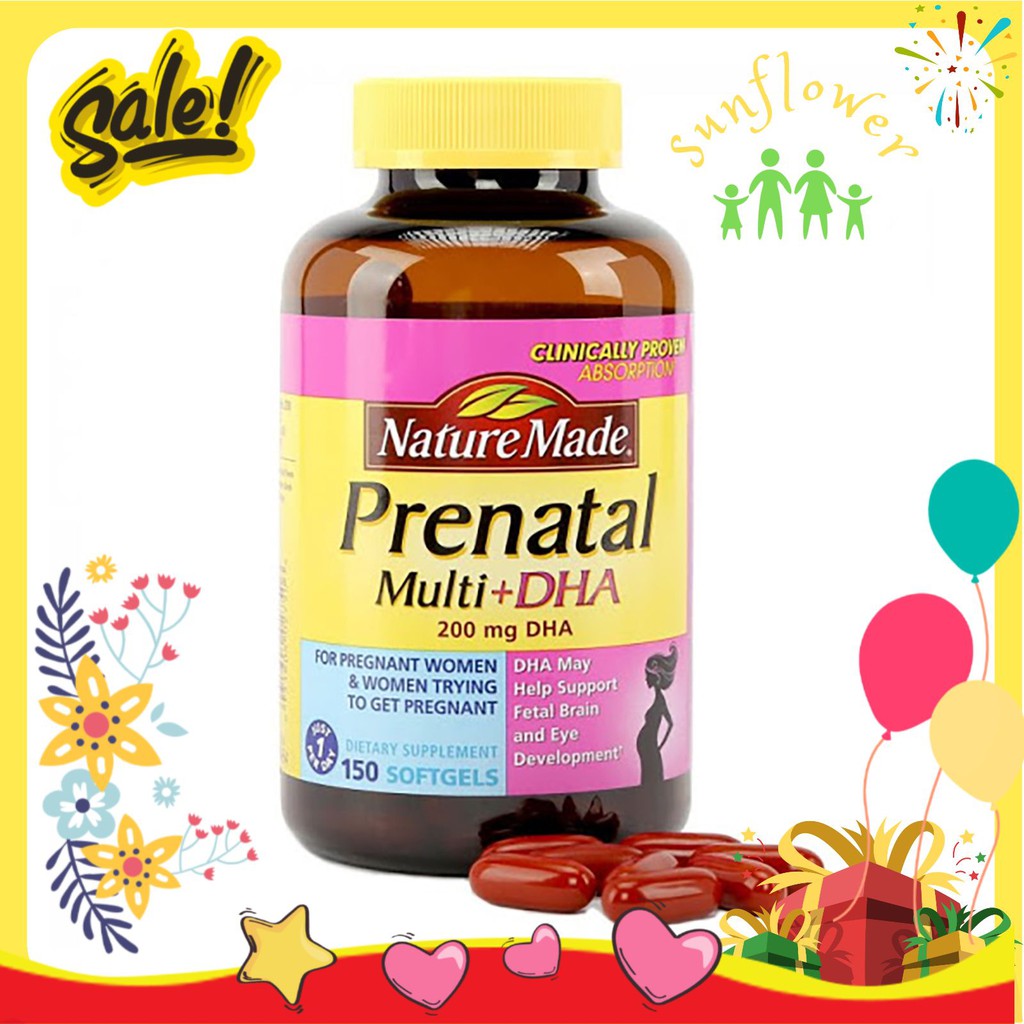 Vitamin tổng hợp bầu Nature Made Prenatal Multi + DHA, Mỹ (150v) bổ ...