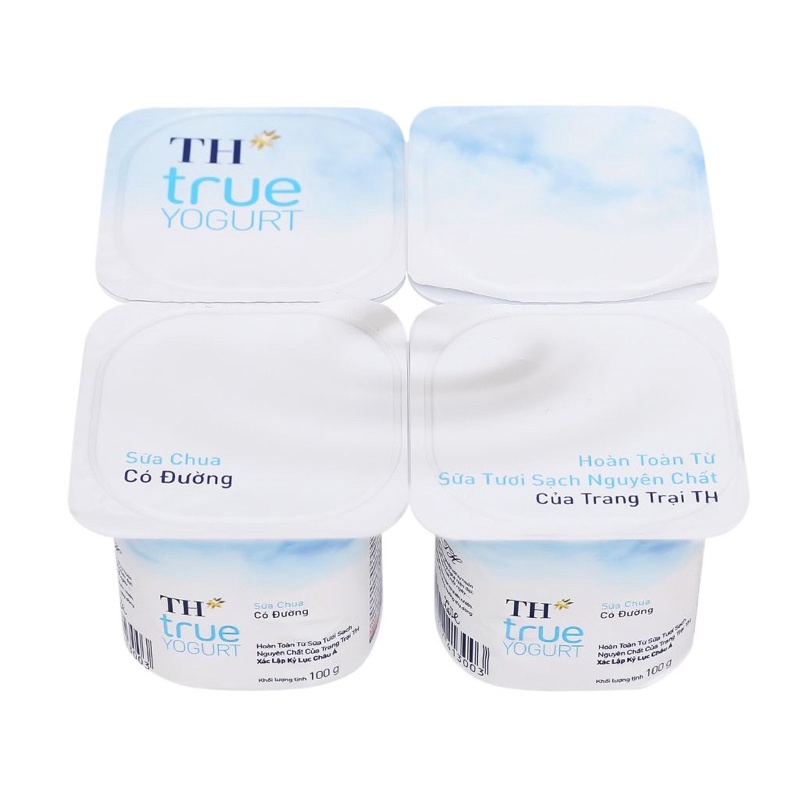 VỈ 4 HỘp SỮa Chua Th True Yogurt 100g CÓ ĐƯỜng KhÔng ĐƯỜng Ít ĐƯỜng SỮa Chua Th True Milk