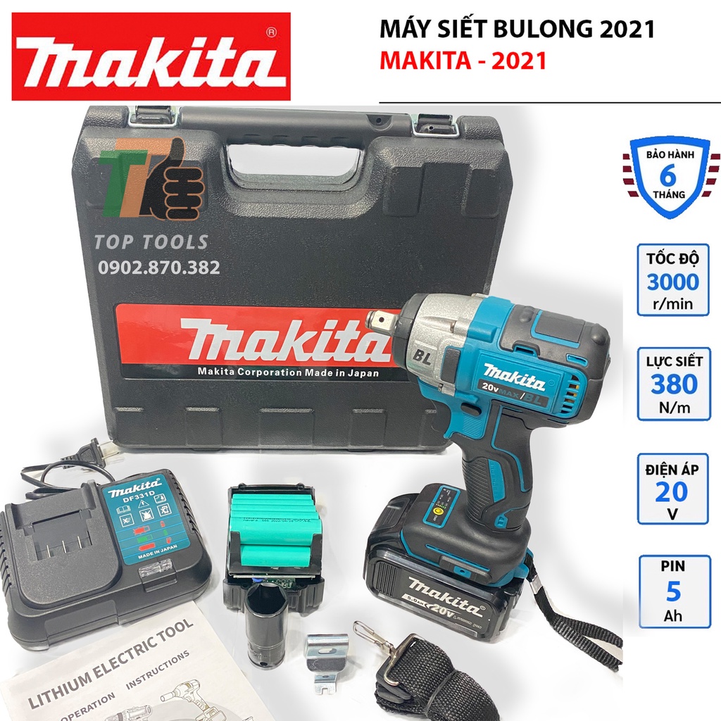 Mua Máy Siết Bulong Makita, máy bắn bulong, Pin 20v 10 Cell, Đầu 2 trong 1, Động cơ không chổi ...