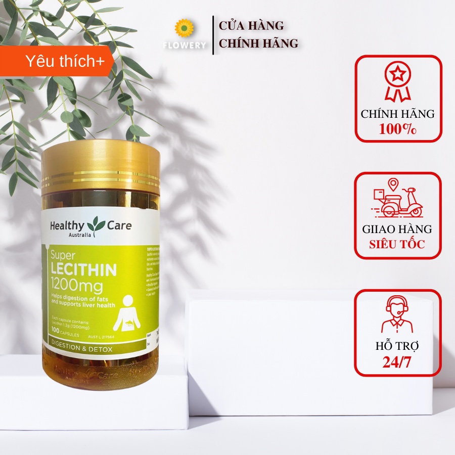 [CHÍNH HÃNG] Viên uống mầm đậu nành Healthy Care Super Lecithin Hiups đẹp da, đào thải độc tố ...