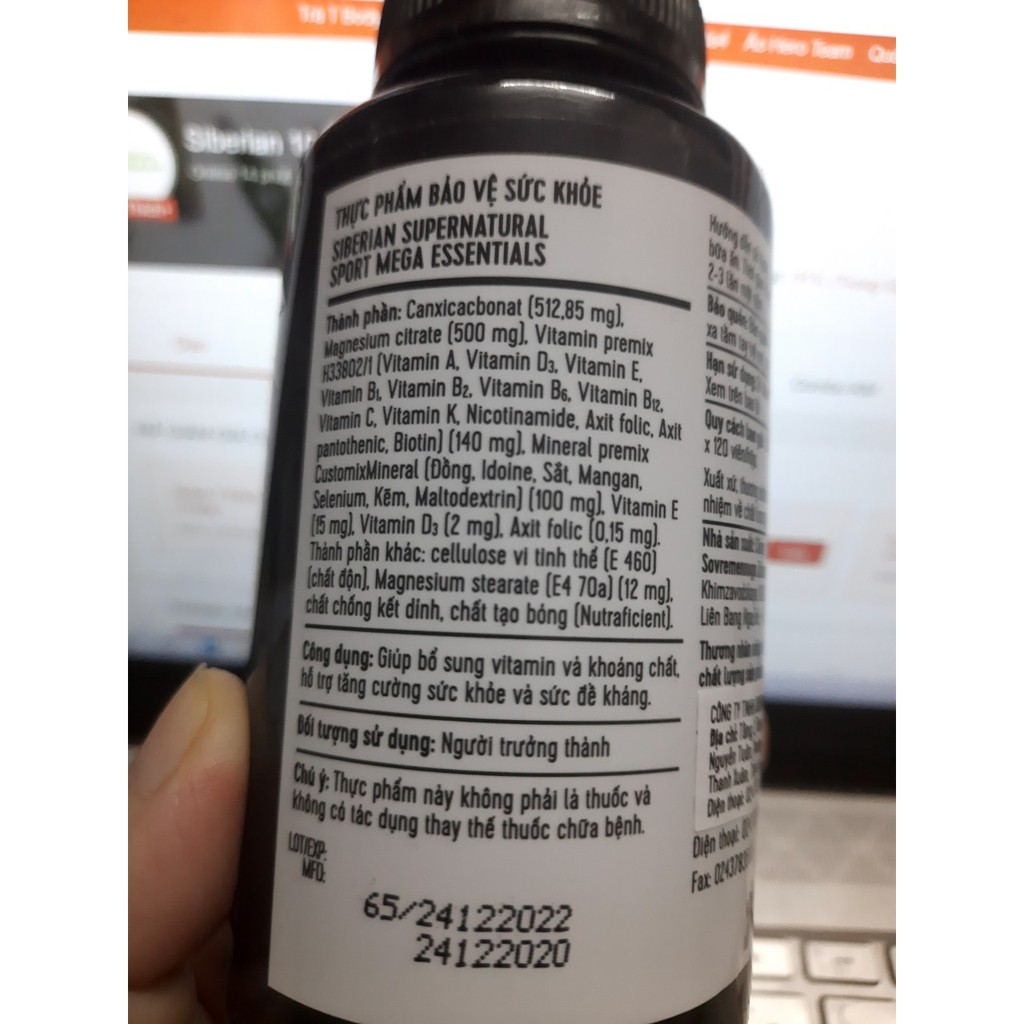 Thực phẩm bảo vệ sức khỏe Siberian Super Natural Sport Mega Essentials ...
