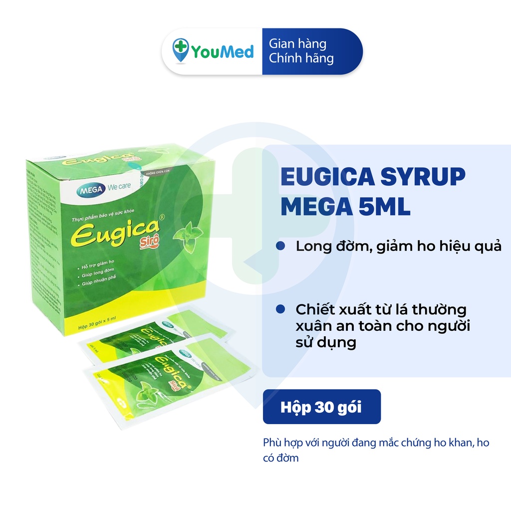 EUGICA SYRUP MEGA 5ML - SIRO HO 30 GÓI - Long đờm, giảm ho hiệu quả tại ...