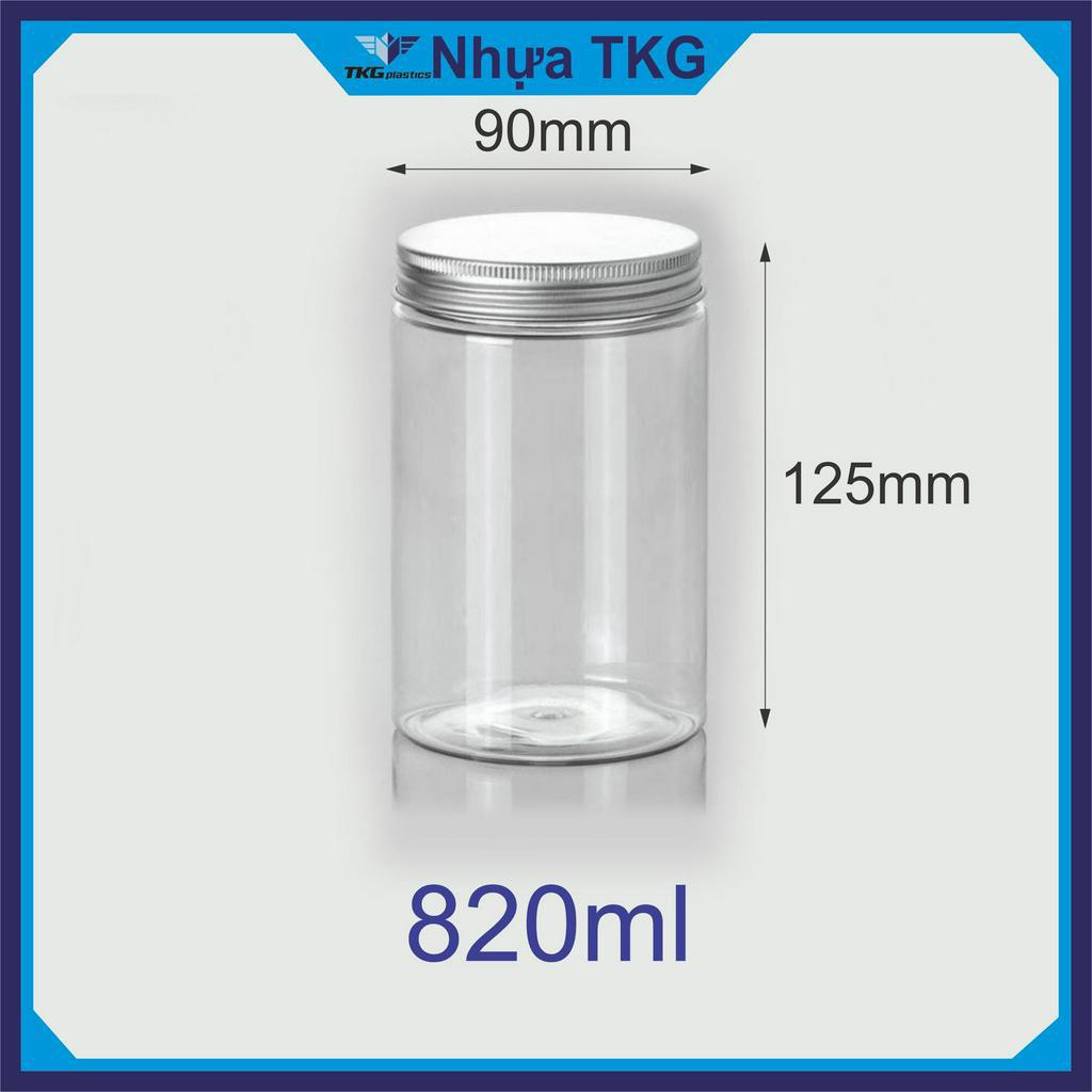 10 hộp nhựa, hũ nhựa pet nắp nhôm đựng thực phẩm, đồ khô, ngũ cốc 820ml