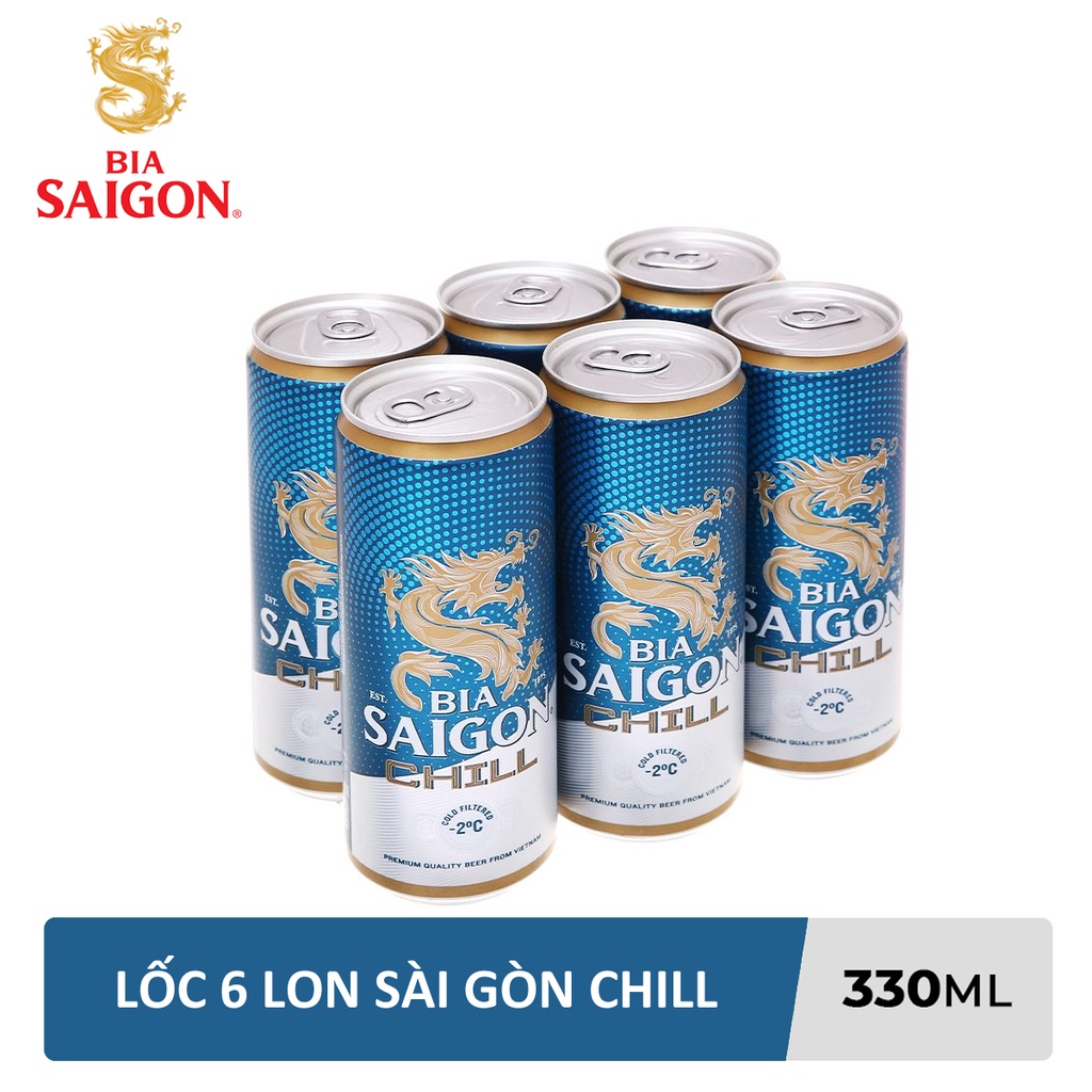 LỐC 6 LON BIA SÀI GÒN CHILL SABECO 330ML | Shopee Việt Nam