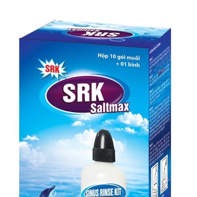 Bình rửa mũi SRK SALTMAX (Hộp 10 gói x 2,145g+ chai nhựa 240ml ...