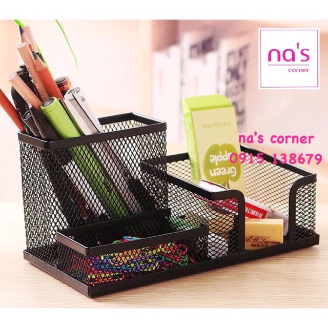 Khay đựng bút cắm bút viết lưới sắt dạng hộp đựng bút viết để bàn kim ...
