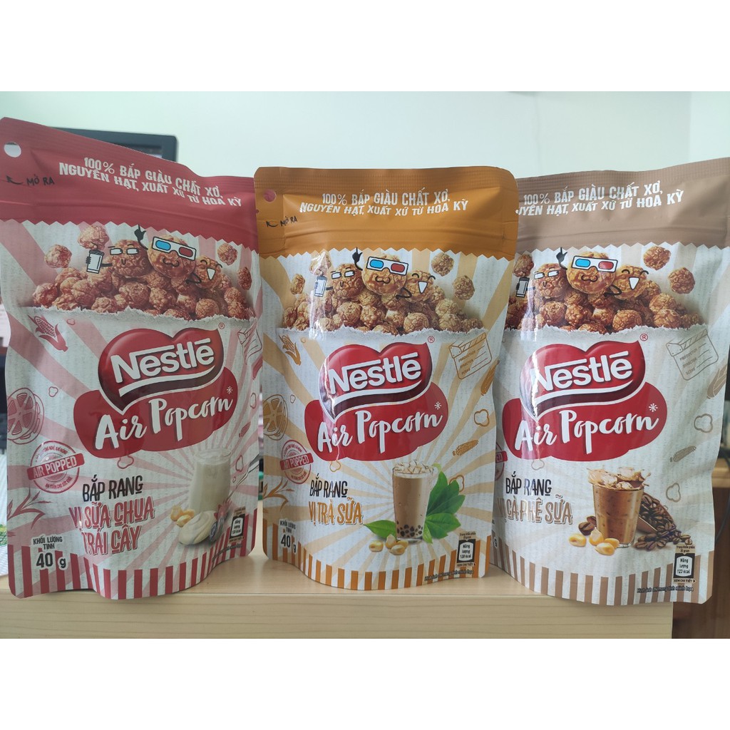 [Combo 3 gói] Bắp rang Nestle Vị cà phê sữa - Vị sữa chua trái cây - Vị ...