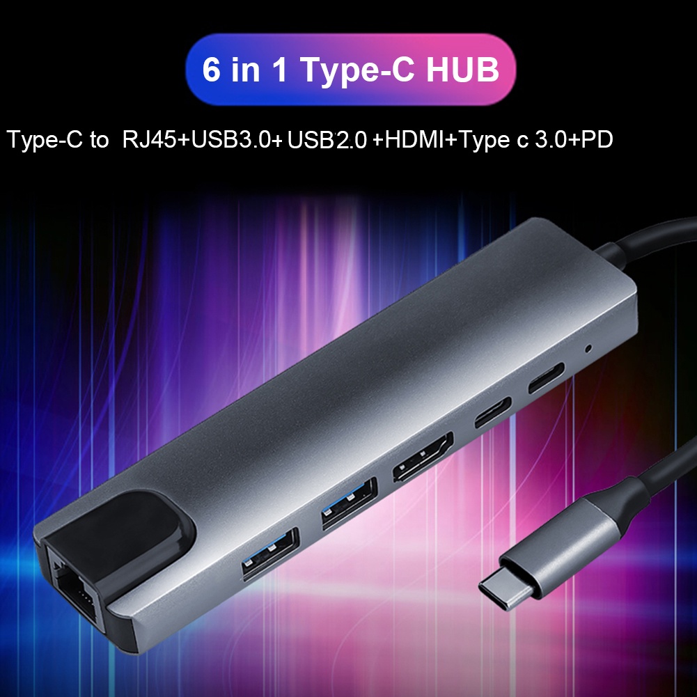 Mua Bộ Chia 6 Trong 1 Cổng USB Type C HD 4K HDMI RJ45 USB 3.0 OTG ...