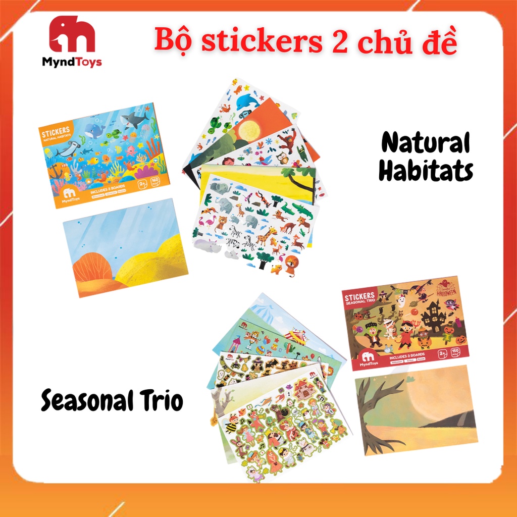 Bộ 160 Miếng Dán Stickers Myndtoys 2 chủ đề cho bé từ 2 tuổi | Shopee ...