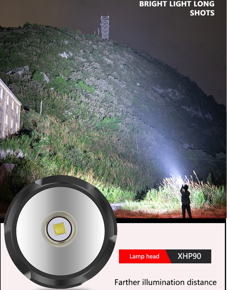 Mua Đèn Pin Led Xhp90 5 Chế Độ Sáng 60000 Lumens Kèm Dây Đeo giá rẻ ...