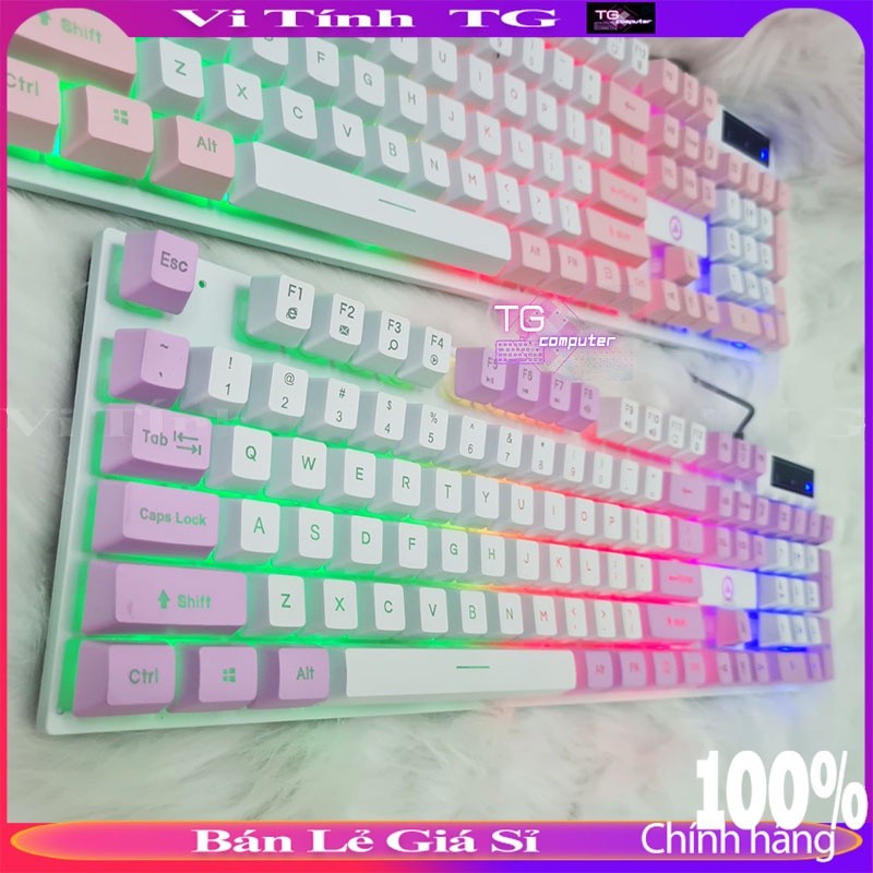 Mua Bàn phím giả cơ giá rẻ có led - Ban phím có nhiều màu hồng trắng ...