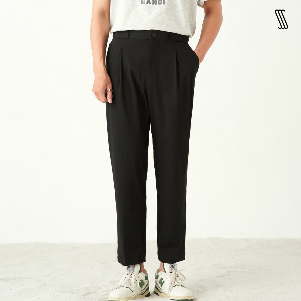 Quần âu lưng chun nam SSSTUTTER baggy nam wool kẻ GREY WOOL TROUSERS ...