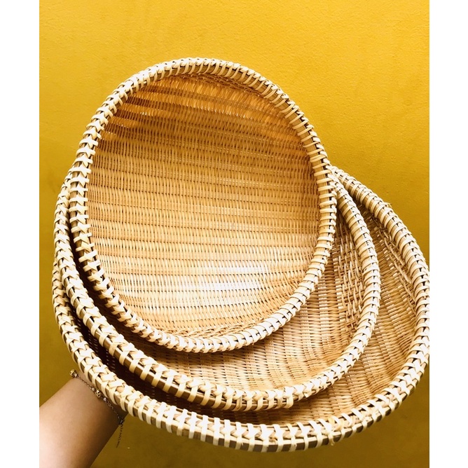 Rổ tre, rá tre Bao La đan kỹ đựng rau củ, hoa quả, hành tỏi, trang trí ...