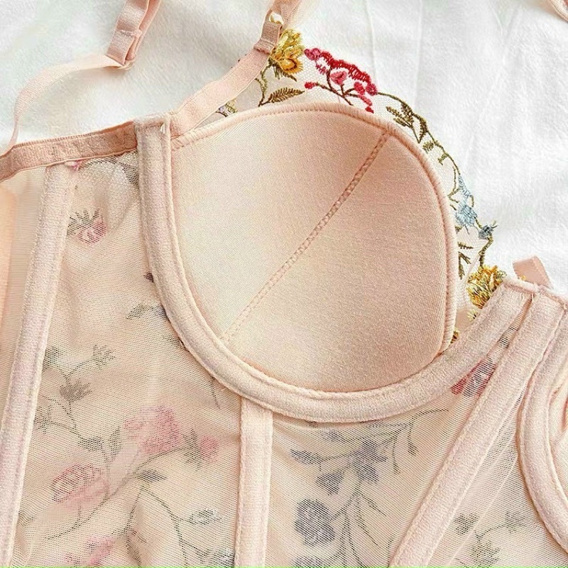 Mua Hàng Cao Cấp Áo Corset Vintage Thêu Hoa Dáng Bra Cổ Điển Đệm Mỏng ...