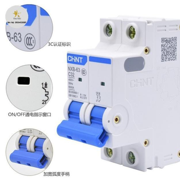 Aptomat MCB (át cài) CHINT NXB-63 2P C63 6A, 10A, 16A, 2A, 20A, 25A, 32A, 40A, 50A, 63A | Shopee ...