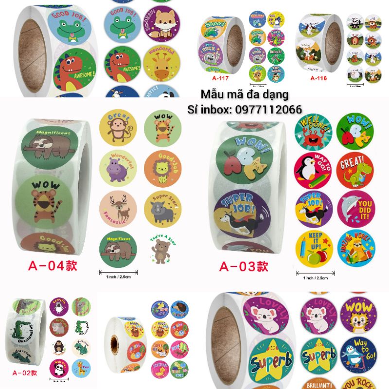 Mua Sticker Cuộn Lời Khen - Sticker Trang Trí 500 hình dán/cuộn (Với vô ...