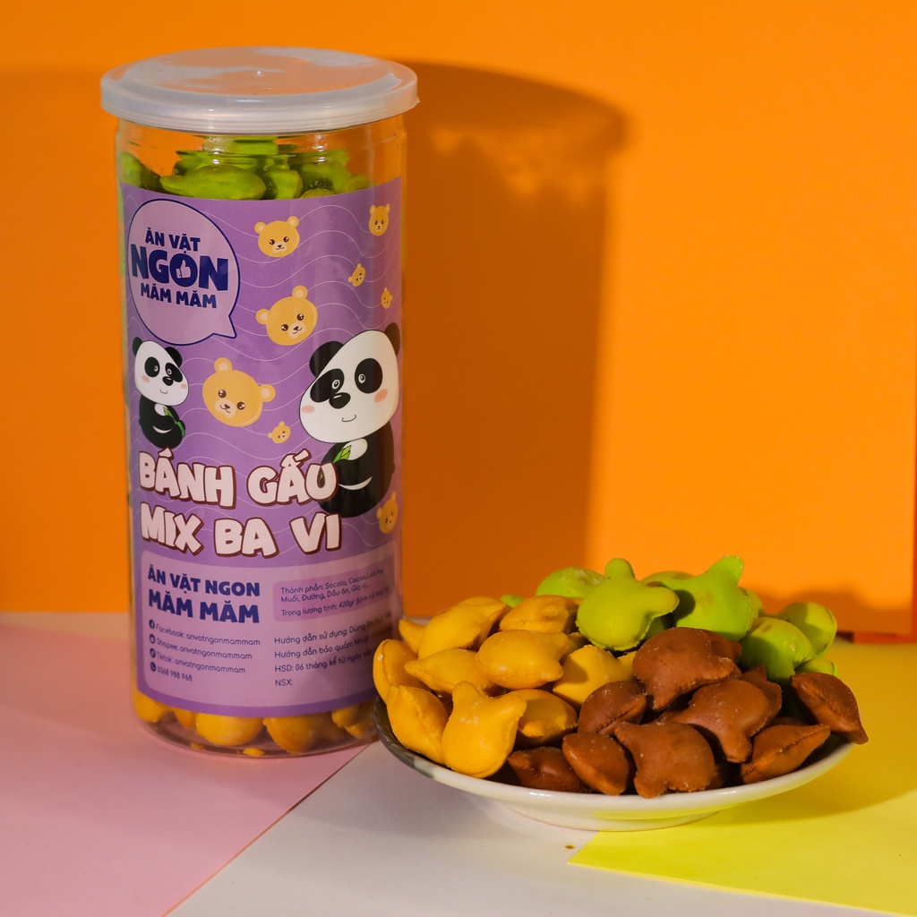 Mua Bánh gấu nhân kem mix 3 vị trà xanh, socola, kem 420 gr Đồ ăn vặt ...