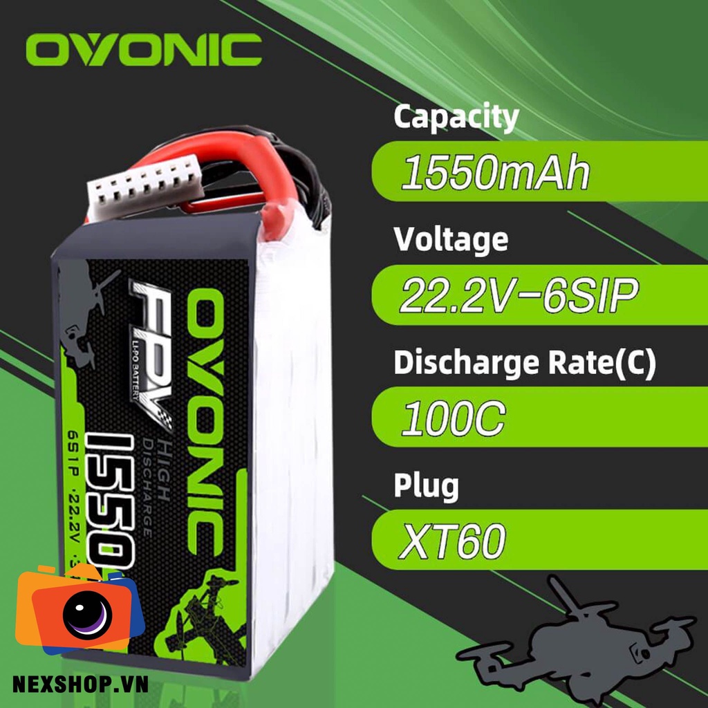 Pin Lipo cho Fpv OVONIC 1550MAH 6S 100C | Shopee Việt Nam