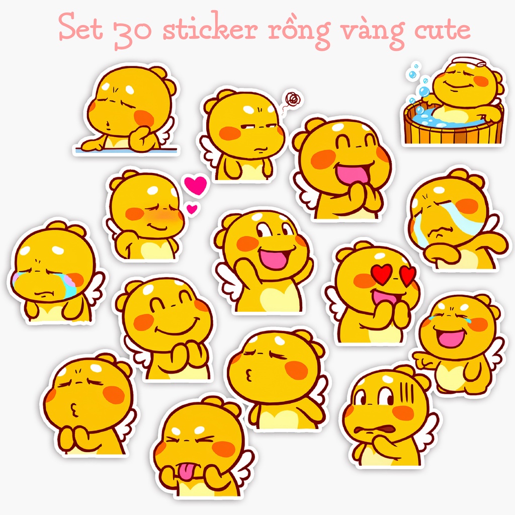 Mua Set 30 Sticker Rồng Vàng Qoobee Cute, hình dán trang trí điện thoại ...