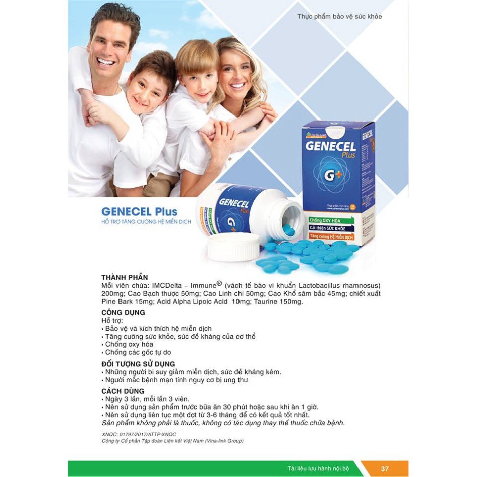 Genecel Plus – Hỗ trợ chống oxy hóa, tăng cường miễn dịch, phục hồi sức ...