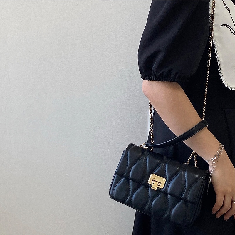 Túi Xách Nữ Túi Da Cầm Tay Hình Hộp Túi Màu Đen Vân Da Hình Thoi Công ...