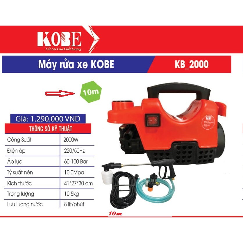 Mua Máy rửa xe gia đình chất lượng 2000W chính hãng KOBE 2000 Chống ...