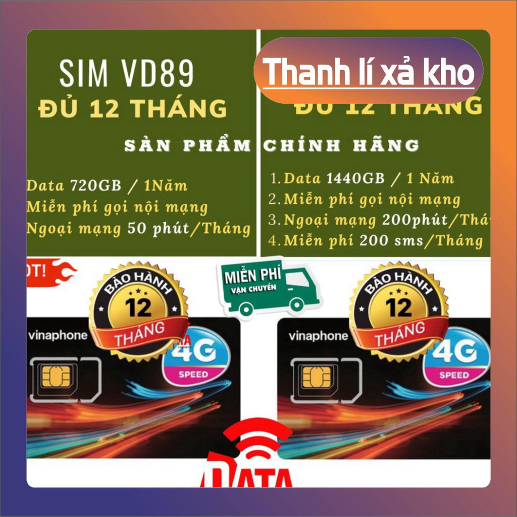 HẠ GIÁ 70% SIM VD89 , VD149 , D500 ( MIỄN PHÍ 360 ngày Data 4G + Gọi )VINAPHONE. Đăng Ký Chính ...