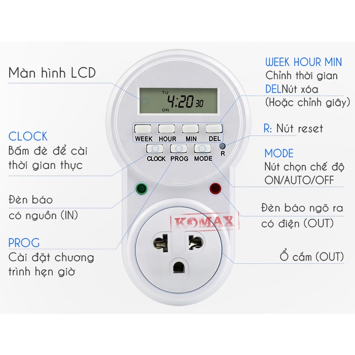 Mua Ổ CẮM ĐIỆN THÔNG MINH HẸN GIỜ ĐIỆN TỬ TIMER 1S ĐẾN 24H HÀNG CHÍNH ...