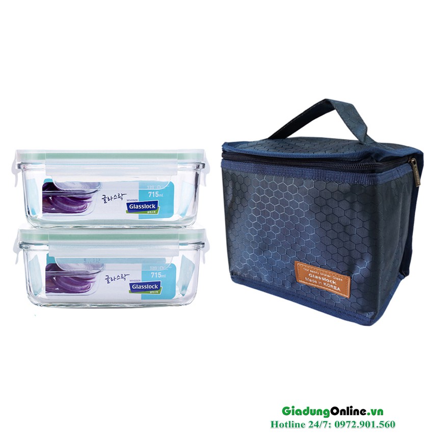 Bộ hộp cơm Glasslock 715ml x2 kèm túi giữ nhiệt | Shopee Việt Nam