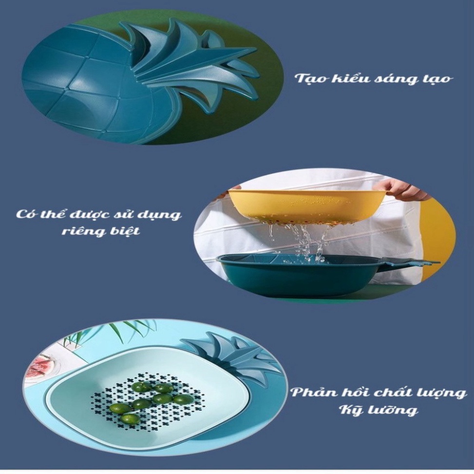 Mua Bộ thau rổ nhựa đựng rau củ quả, thực phẩm có tay cầm và lỗ thoát ...